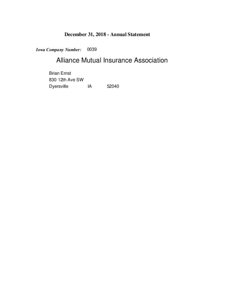 Fillable Online Alliance Mutual Insurance Association: Employee ...
