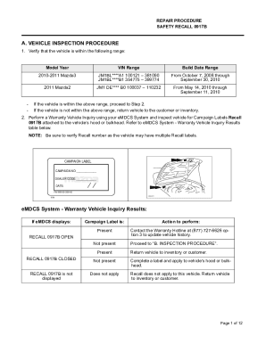 Fillable Online 1 A. VEHICLE INSPECTION PROCEDURE 1. Verify that ... Fax Email Print - pdfFiller