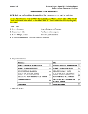 Fillable Online Appendix 6 Graduate Student Annual Self-Evaluation Report Fax Email Print ...