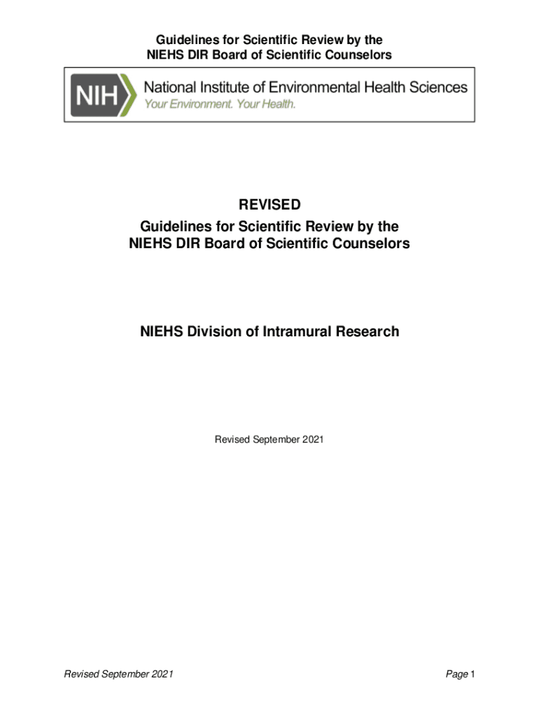 Fillable Online Guidelines for Scientific Review by the NIEHS DIR Board ...