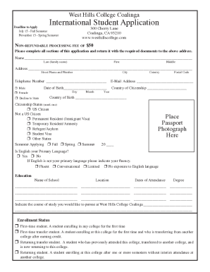 Fillable Online International Student Application. Form 688 Fax Email ...