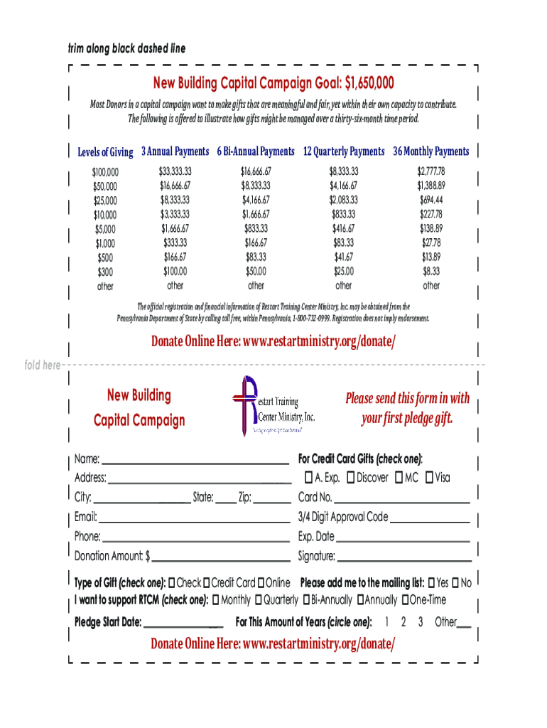 Fillable Online Building Capital Campaign Pledge Form.indd Fax Email ...