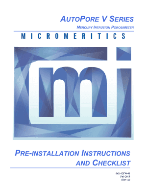 Fillable Online AutoPore V Pre-installation Instructions and Checklist. AutoPore V Pre ...