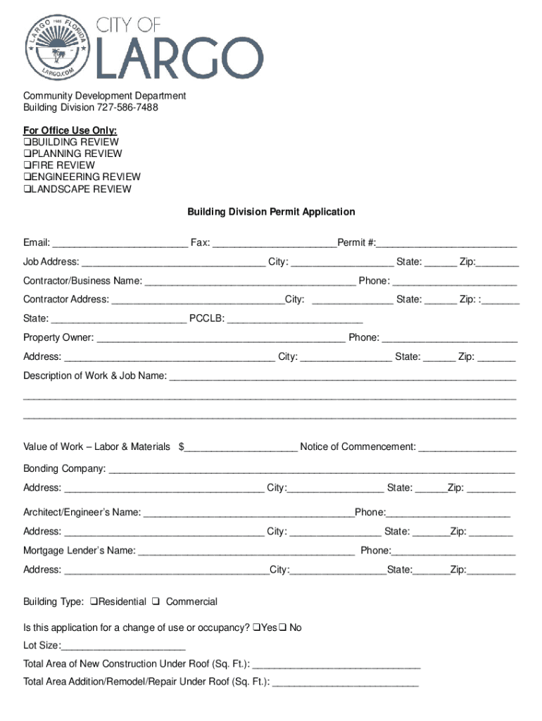 Fillable Online Community Development Department Building Division 727 ...