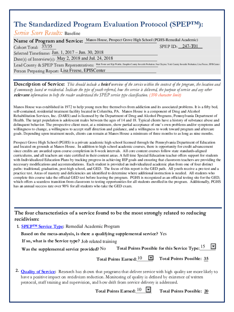 Fillable Online A VALIDATION OF SPEP IN PENNSYLVANIA A BRIEF ... Fax ...