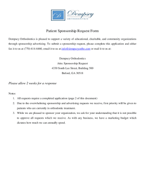 Fillable Online Patient Sponsorship Request Form Fax Email Print - pdfFiller