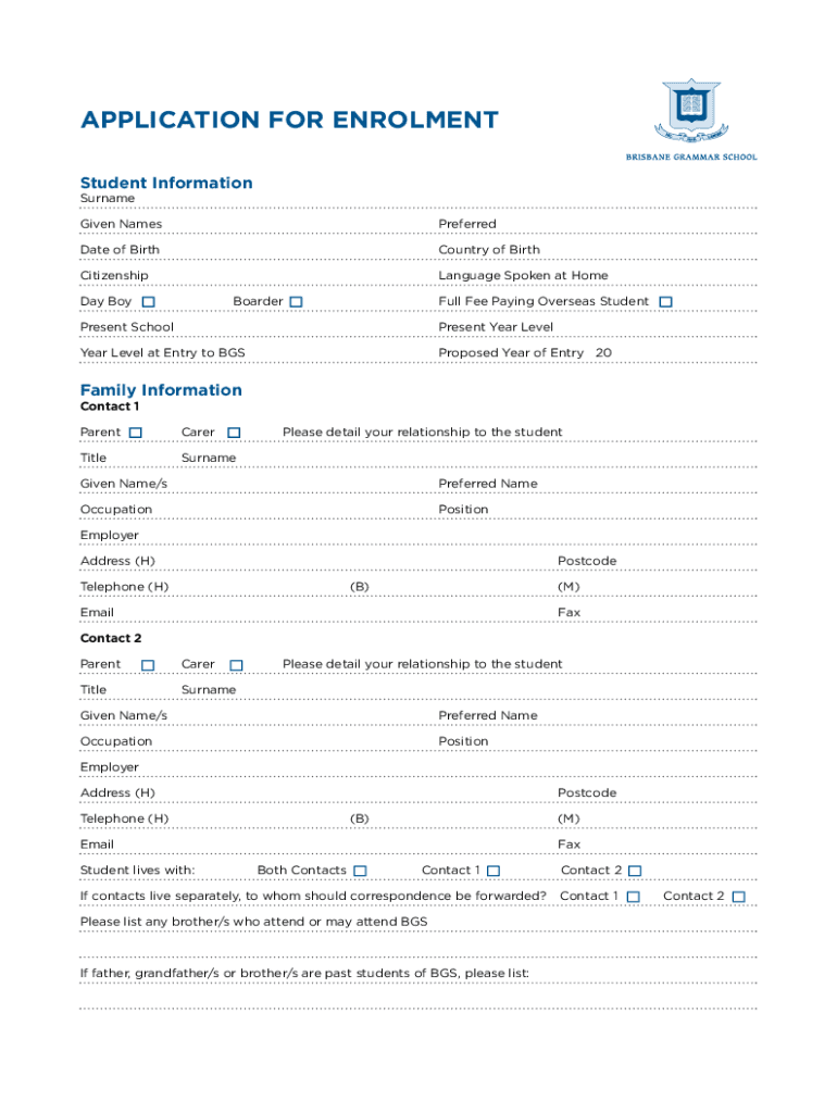Fillable Online Enrolment Expression of Interest Application Checklist Fax Email Print - pdfFiller