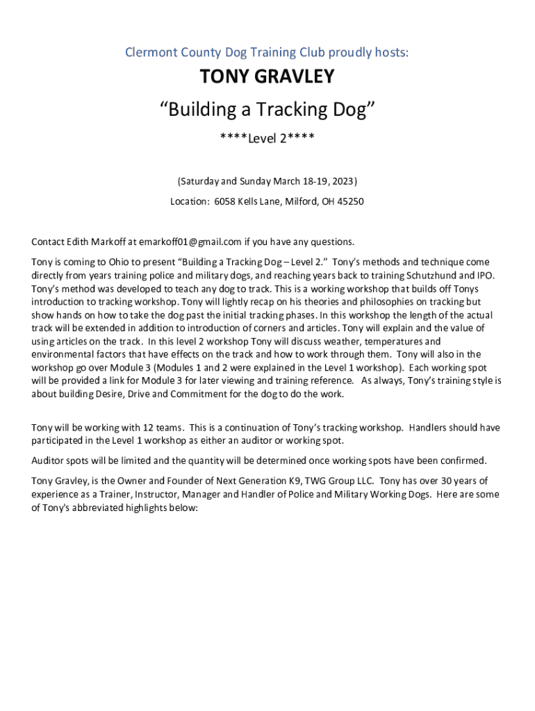Fillable Online Dec 3 AKC Tracking Dog Urban Test Premium is Available ...