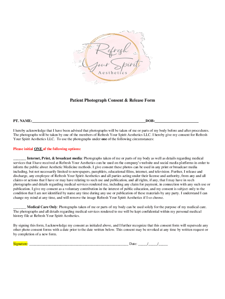 Fillable Online Patient Photo Release Form Template Fax Email Print ...