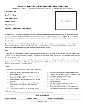 Fillable Online Spring Closing Express Check Out Form. Check out ...