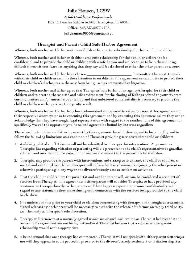 Fillable Online Safe Harbor Agreement B.pages Fax Email Print - pdfFiller