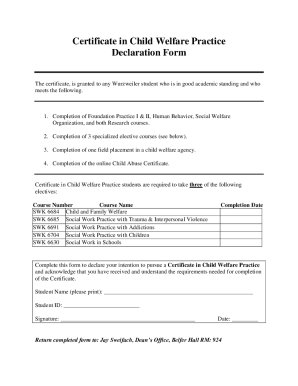 Fillable Online Certificate in Child Welfare Practice Fax Email Print ...