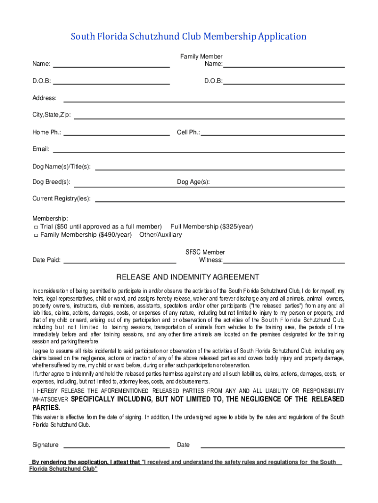 Fillable Online South Florida Schutzhund ClubIGP at its Finest Fax ...