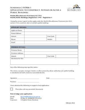 Fillable Online Schedule 2 FORM 1 Application to Construct, Extend or ...
