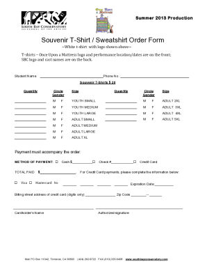 Fillable Online 30+ T-Shirt Order Forms Fax Email Print - pdfFiller