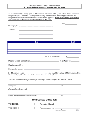 Fillable Online Expense Reimbursement Request Form - John Burroughs ...
