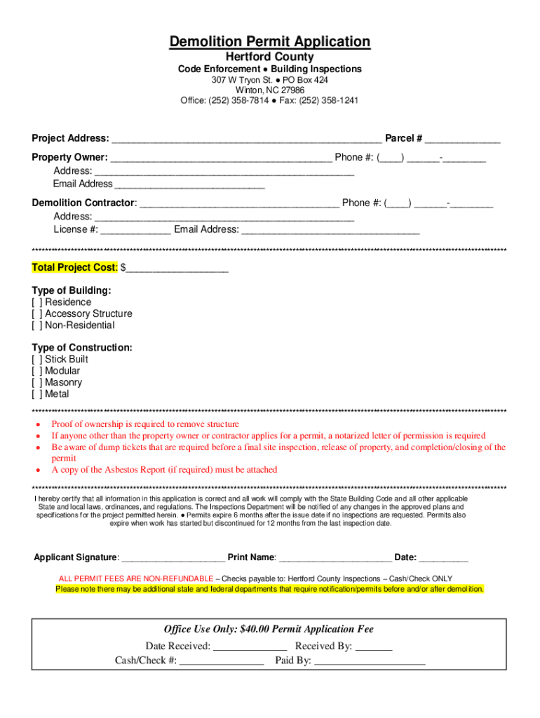 Fillable Online residential/commercial demolition permit application - ... Fax Email Print ...