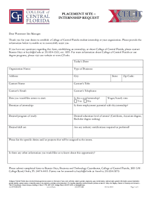 Fillable Online pr cf Internship Information Sheet for Employers Fax Email Print - pdfFiller