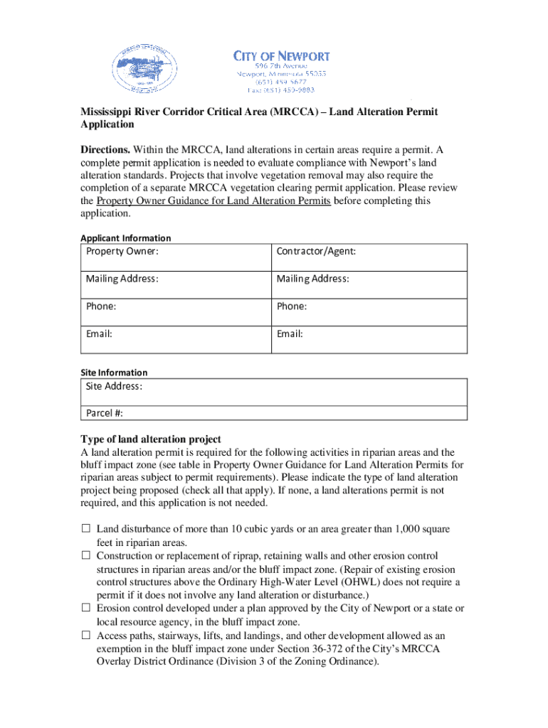 Fillable Online Land Alteration PermitApplication Form Fax Email Print - pdfFiller