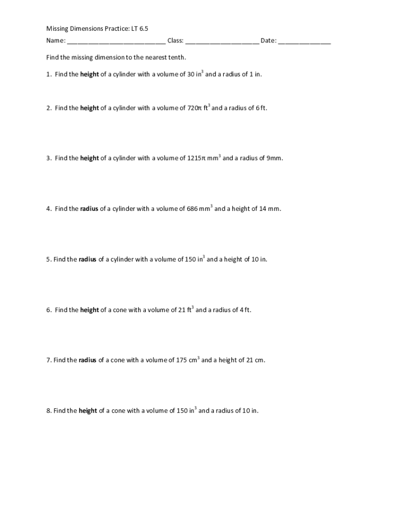 Fillable Online Find the missing measurement of each shape Fax Email ...