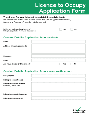 Fillable Online Licence To Occupy Application Form Fax Email Print - pdfFiller