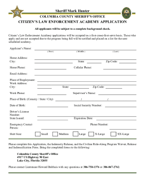 Fillable Online Citizen's Law Enforcement Academy Fax Email Print - pdfFiller