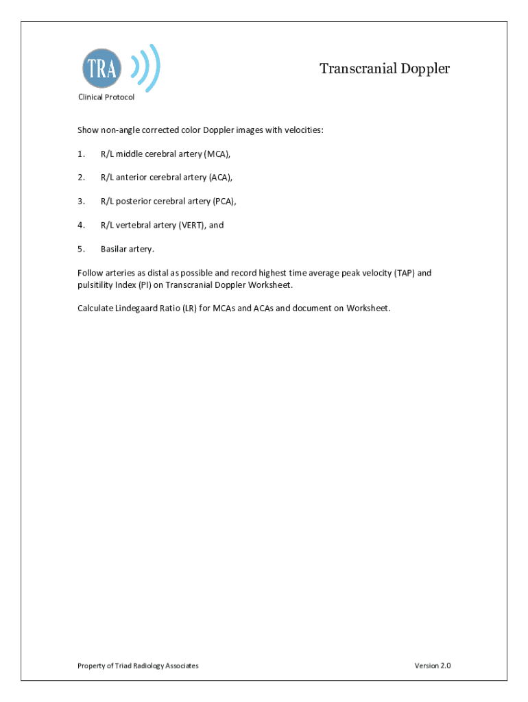Fillable Online Doppler Trans-Cranial Assessment, Protocols, and ...