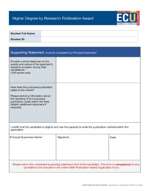 Fillable Online Principal Supervisor Supporting Statement Form Fax ...