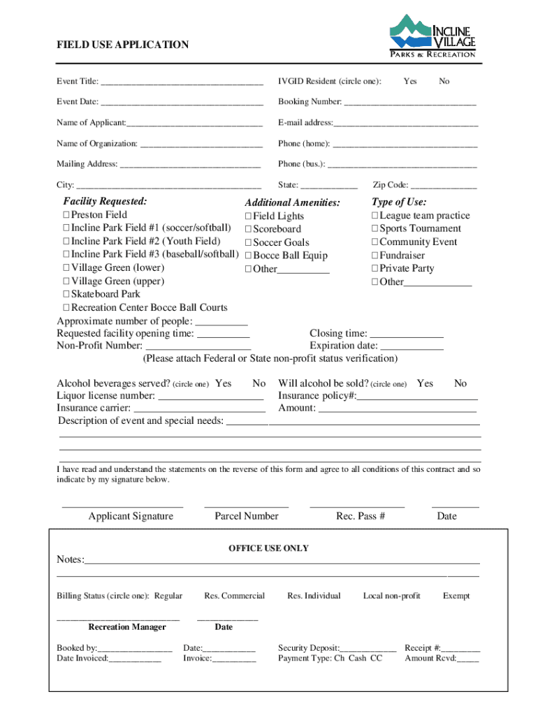 Fillable Online RECREATION CENTER FACILITY RENTAL APPLICATION Fax Email ...