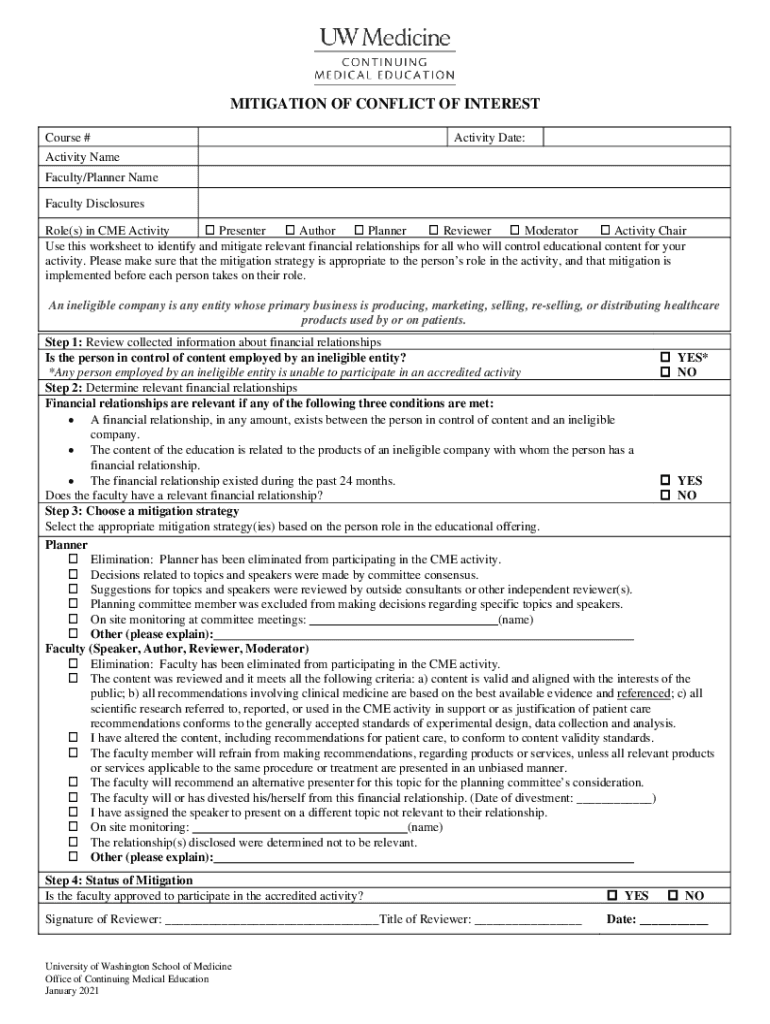 Fillable Online Policy on Identification, Mitigation and Disclosure of ... Fax Email Print ...