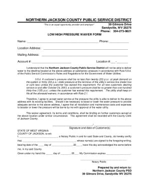Fillable Online Low/High Pressure Waiver Form Fax Email Print - pdfFiller