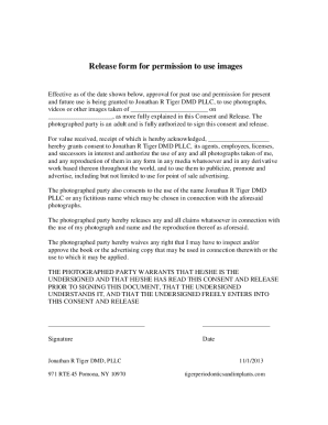 Fillable Online Release form for permission to use images Fax Email ...