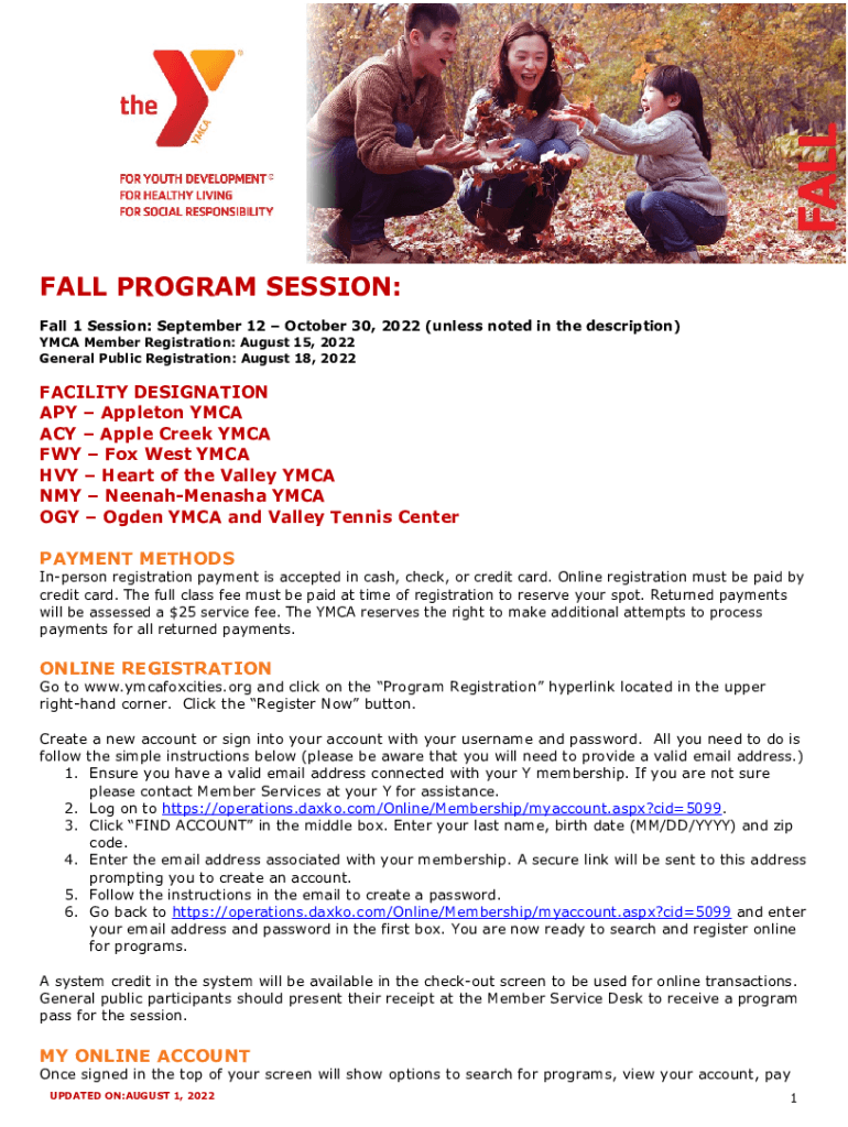 Fillable Online COUNTRYSIDE YMCA PROGRAM GUIDE Fax Email Print - pdfFiller