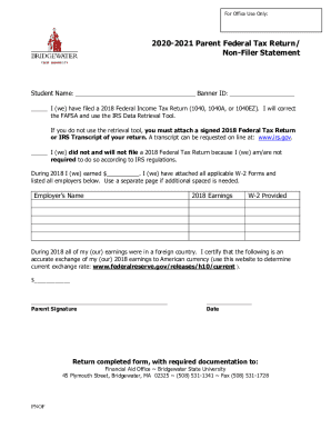 Fillable Online Parent Federal Tax Return Statement Fax Email Print ...