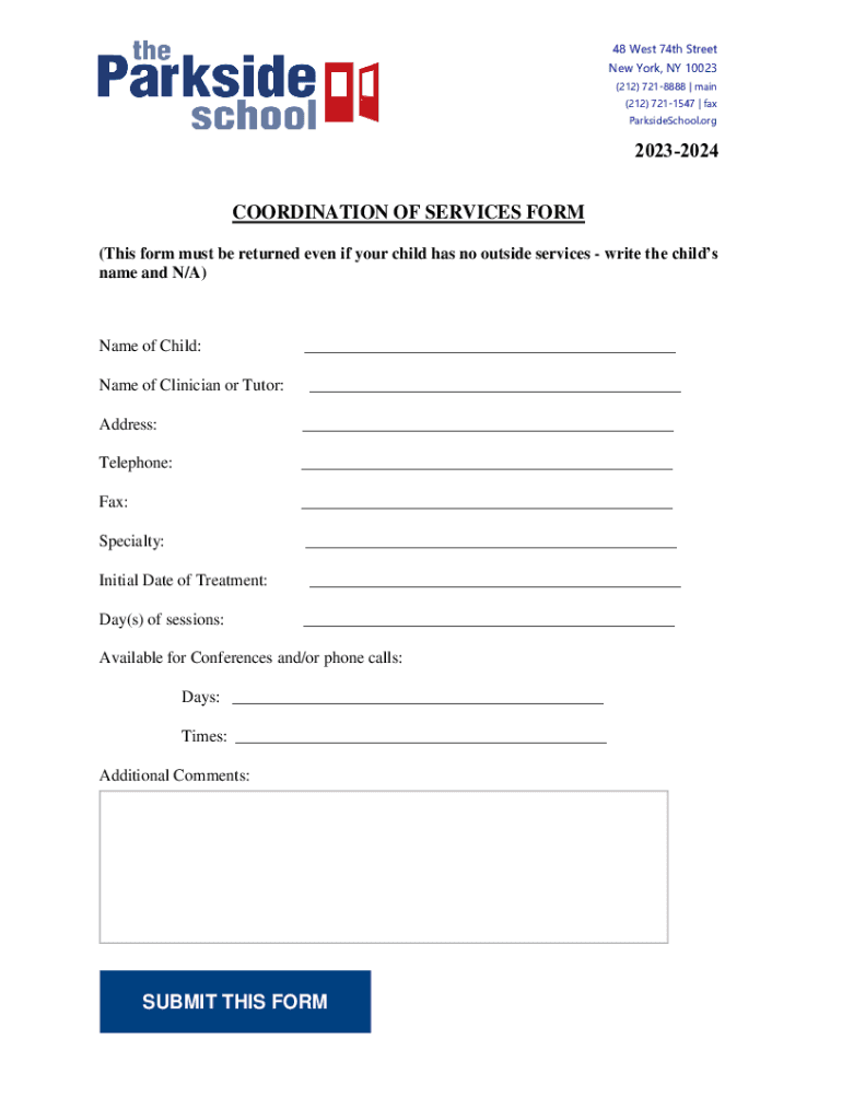 Fillable Online Coordination of Services Letter Fax Email Print - pdfFiller