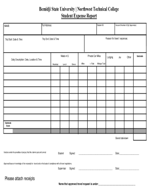 Fillable Online Student Expense Report Fax Email Print - pdfFiller