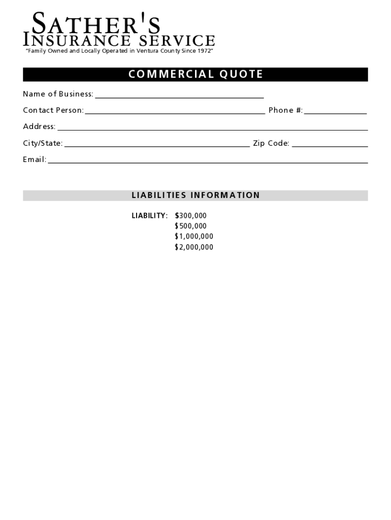 Fillable Online Commercial Insurance Quote Fax Email Print - pdfFiller