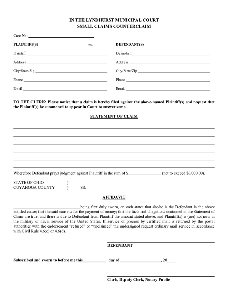 Fillable Online small-claims-complaint.pdf Fax Email Print - pdfFiller