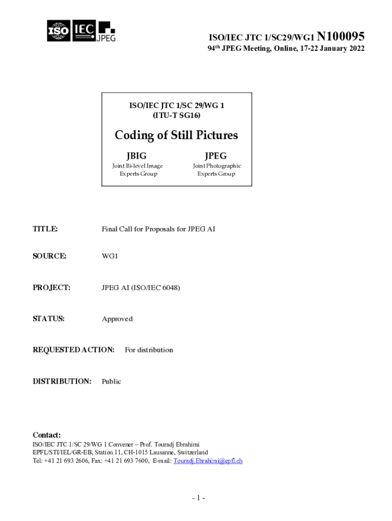 Fillable Online ISO/IEC JTC 1/SC 29/WG1 (ITU-T SG16) Coding of Still ... Fax Email Print - pdfFiller