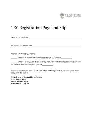 Fillable Online TEC Registration Payment Slip Fax Email Print - pdfFiller