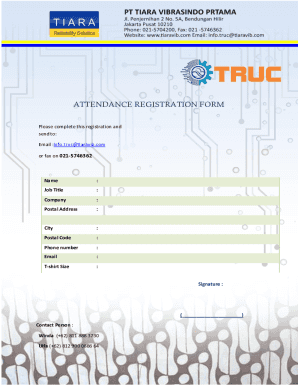 Fillable Online ATTENDANCE REGISTRATION FORM Fax Email Print - pdfFiller