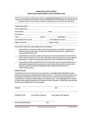 Fillable Online Educational Improvement Leave Form ( ... Fax Email Print - pdfFiller