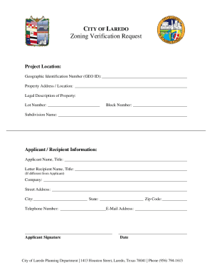 Fillable Online CITY OF LAREDO Zoning Verification Request Fax Email ...