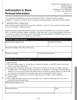 Fillable Online Authorization to Share Personal Information Form - PDP ...