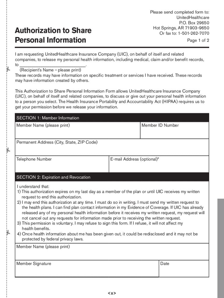 Fillable Online Authorization to Share Personal Information Form - PDP ...