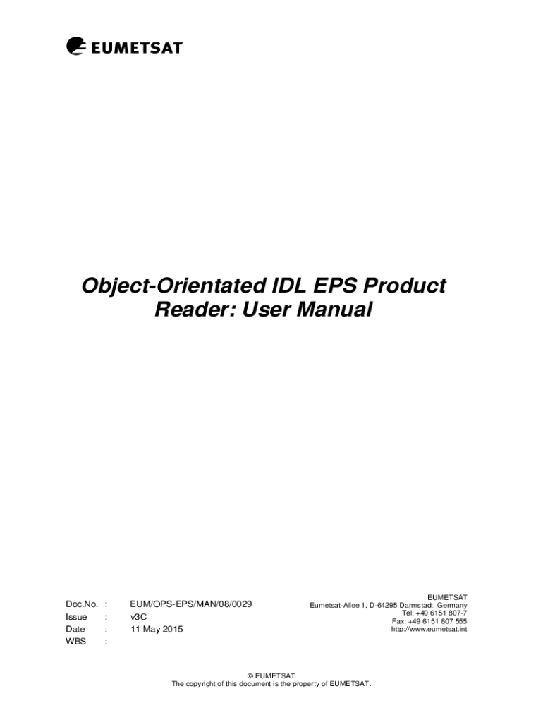 Fillable Online Object-Orientated IDL EPS Product Reader User Manual. This document describes ...