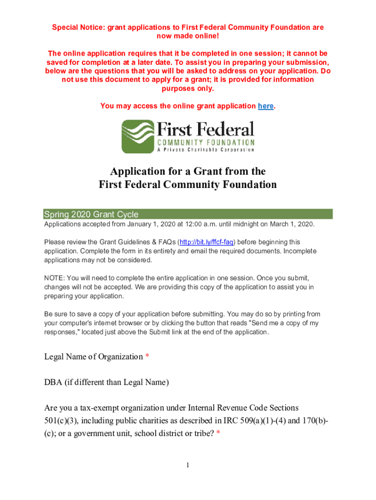 Fillable Online Application for a Grant from the First ... Fax Email ...