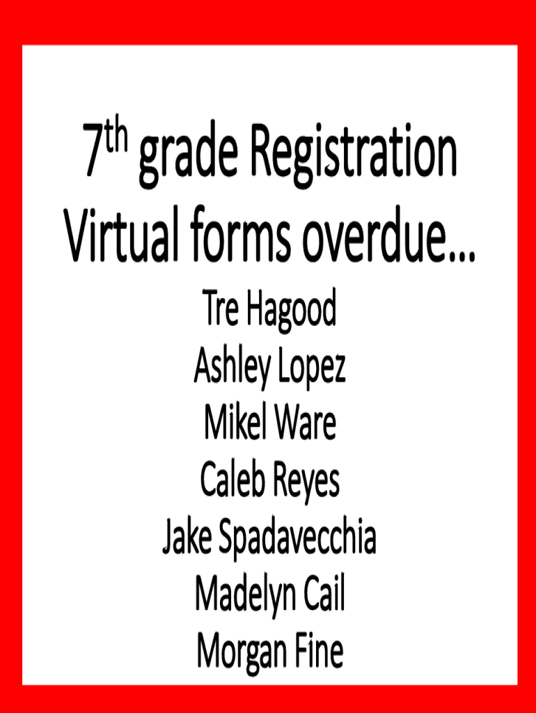 Fillable Online 7 grade Registration Virtual forms overdue Fax Email ...