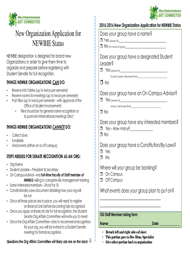 Fillable Online New Voluntary Student Organization Application (draft ...