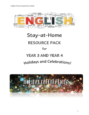 Fillable Online Stay-at-Home English Resource Pack for Years 3-4 Fax ...